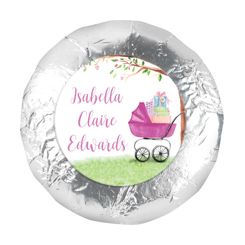 Birth Announcement Girl Baby Announcements 1.25" Stickers (48 Stickers ...