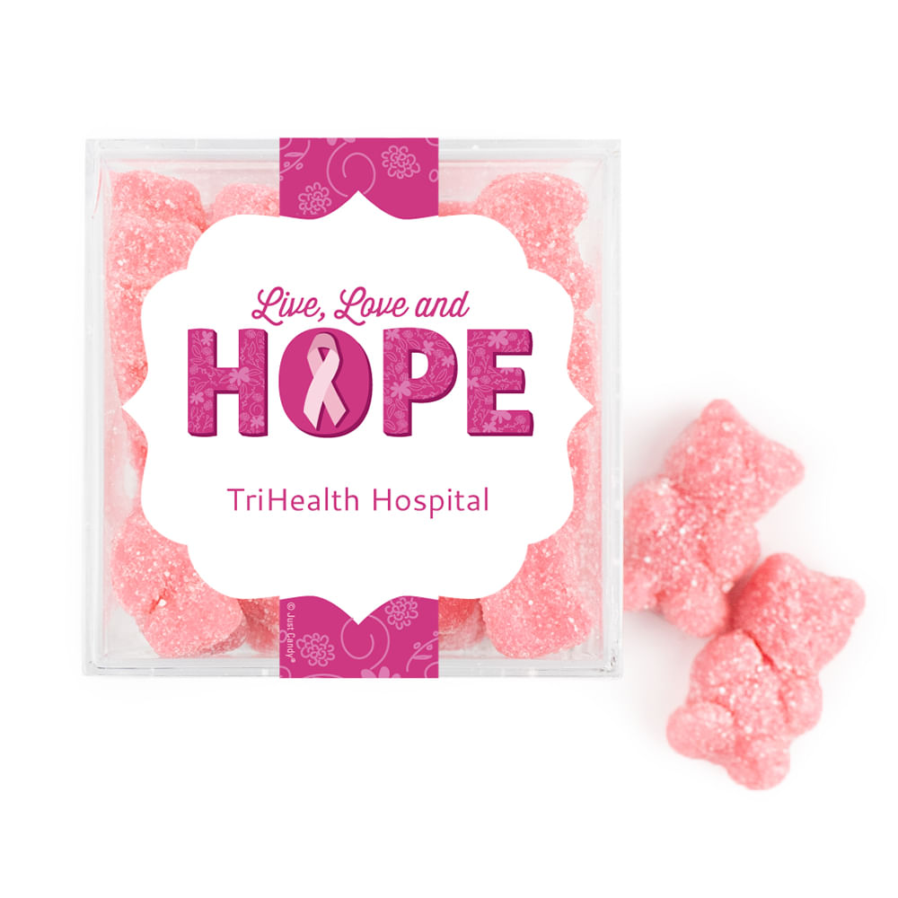Personalized Breast Cancer Awareness JUST CANDY favor cube with Gummy ...
