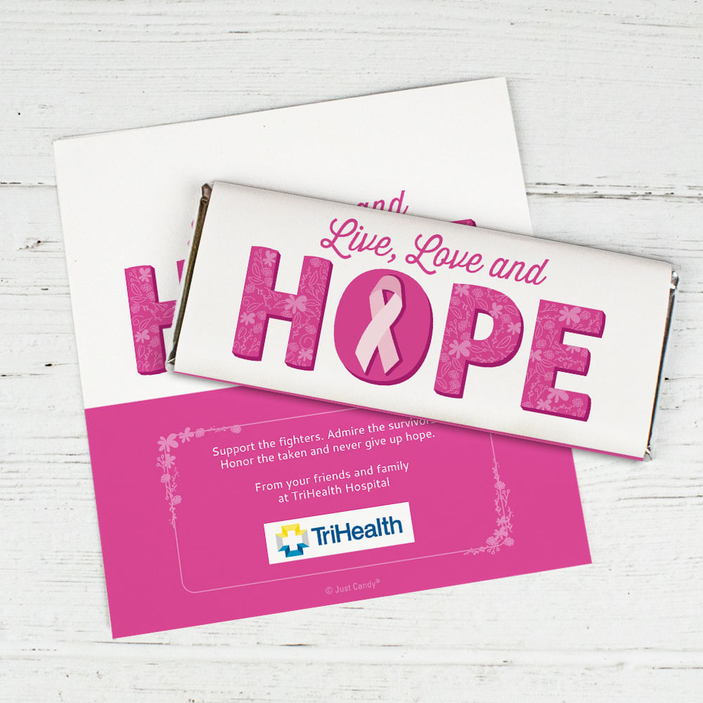 Personalized Breast Cancer Awareness Live Love Hope Chocolate Bar ...