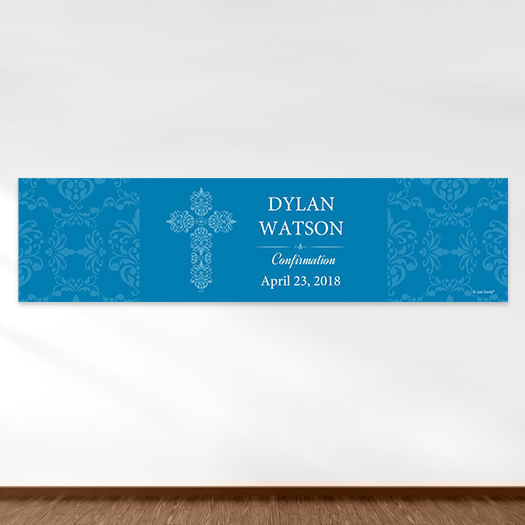 Personalized Confirmation Elegant Cross 5 Ft. Banner - JustCandy.com