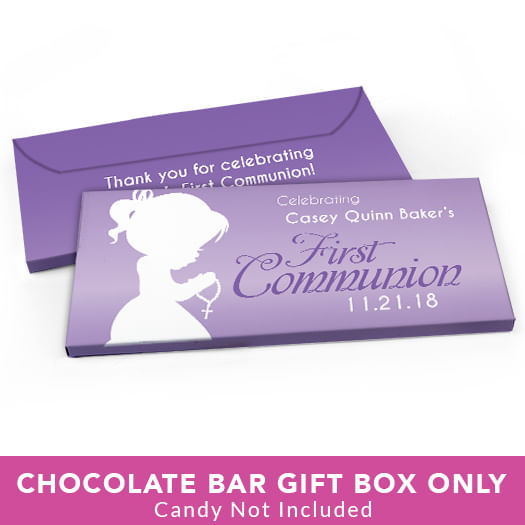 Deluxe Personalized First Communion Child in Prayer Candy Bar Favor Box ...