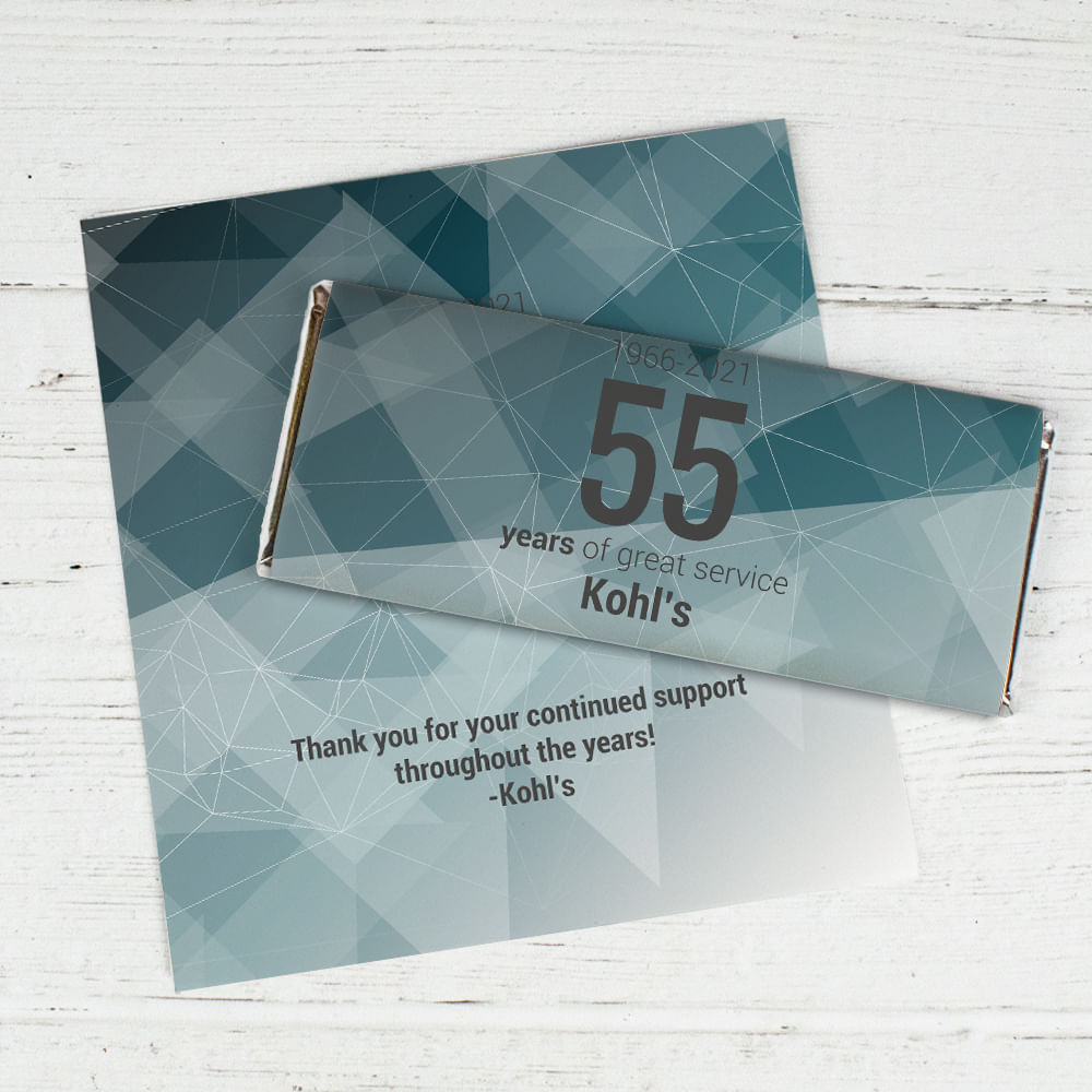 Personalized Corporate Anniversary Geometric Chocolate Bar Wrappers ...