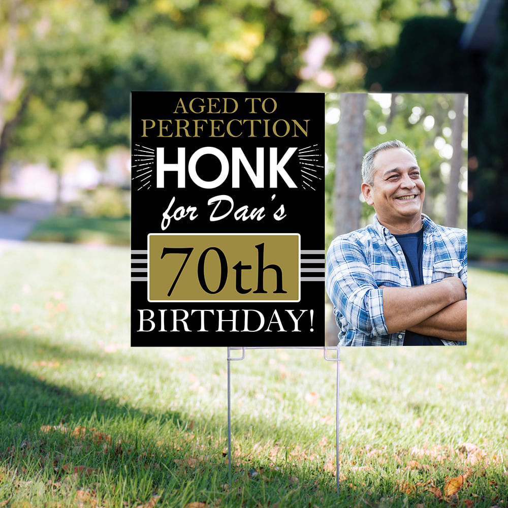 70th Birthday Yard Sign Personalized - Aged to Perfection with Photo ...