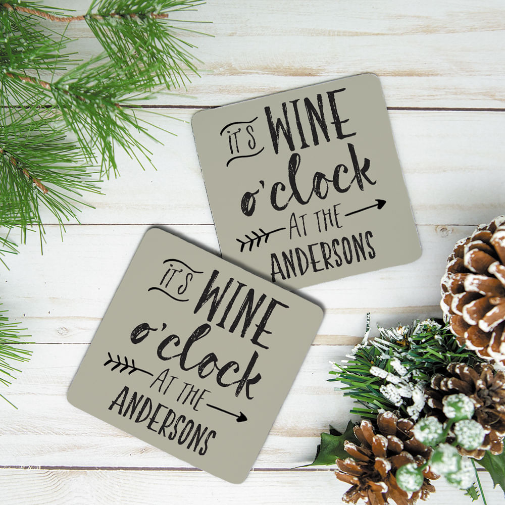 Personalized Neoprene Coaster- Wine O'Clock - JustCandy.com