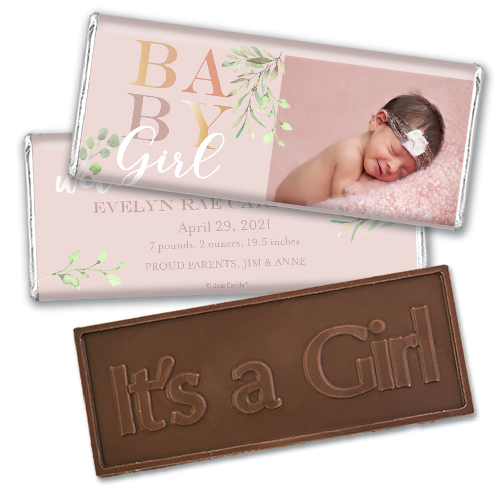 Birth Announcement | Personalized Chocolate Bar | Baby Girl - JustCandy.com