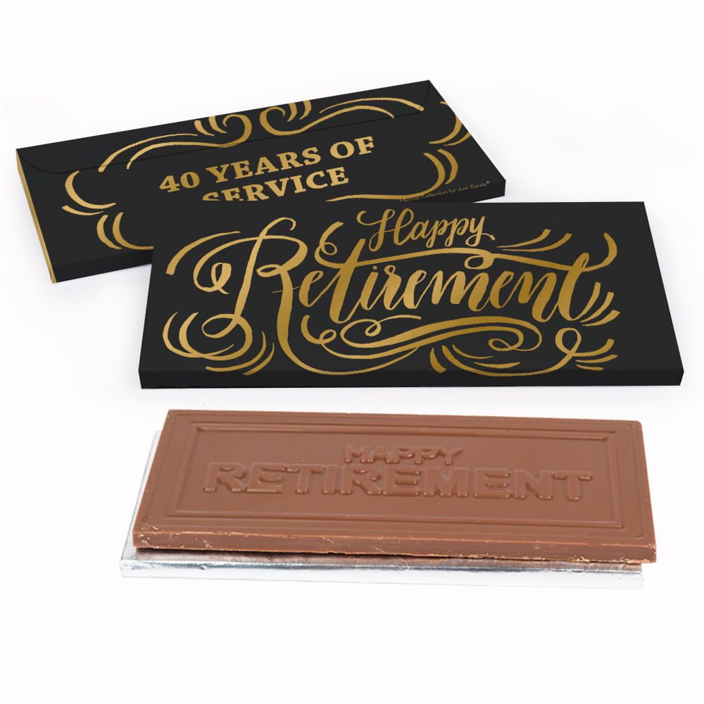 Deluxe Personalized Retirement Script Candy Bar Favor Box - JustCandy.com