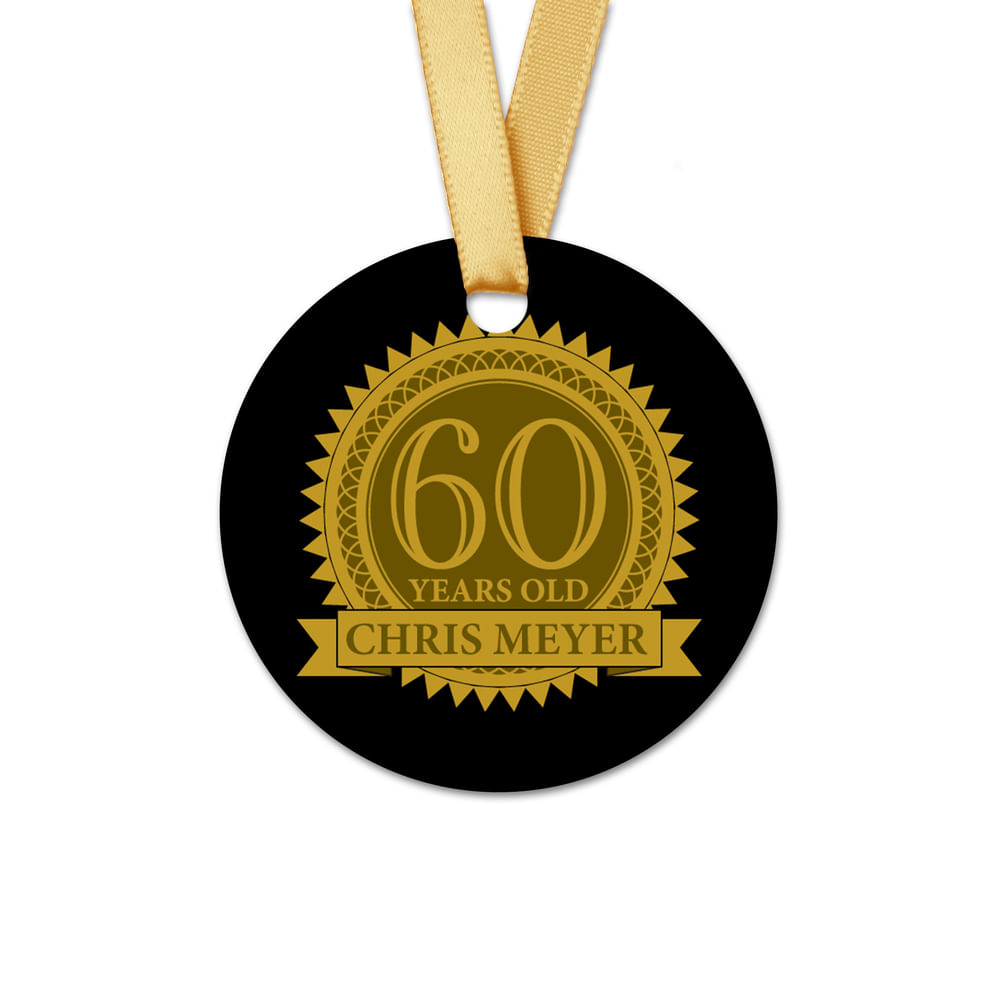 Personalized Round Birthday 60th Seal Favor Gift Tags (20 Pack ...
