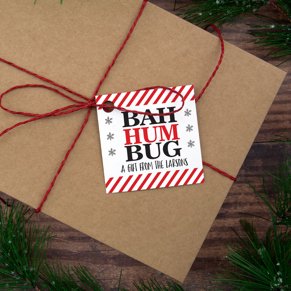Personalized Bah Hum Bug Gift Tags (24 Pack) - JustCandy.com