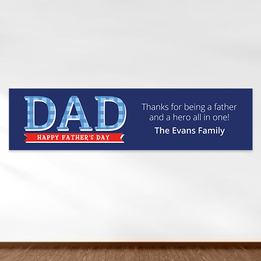 Personalized Bonnie Marcus Plaid Father's Day 5 Ft. Banner - JustCandy.com