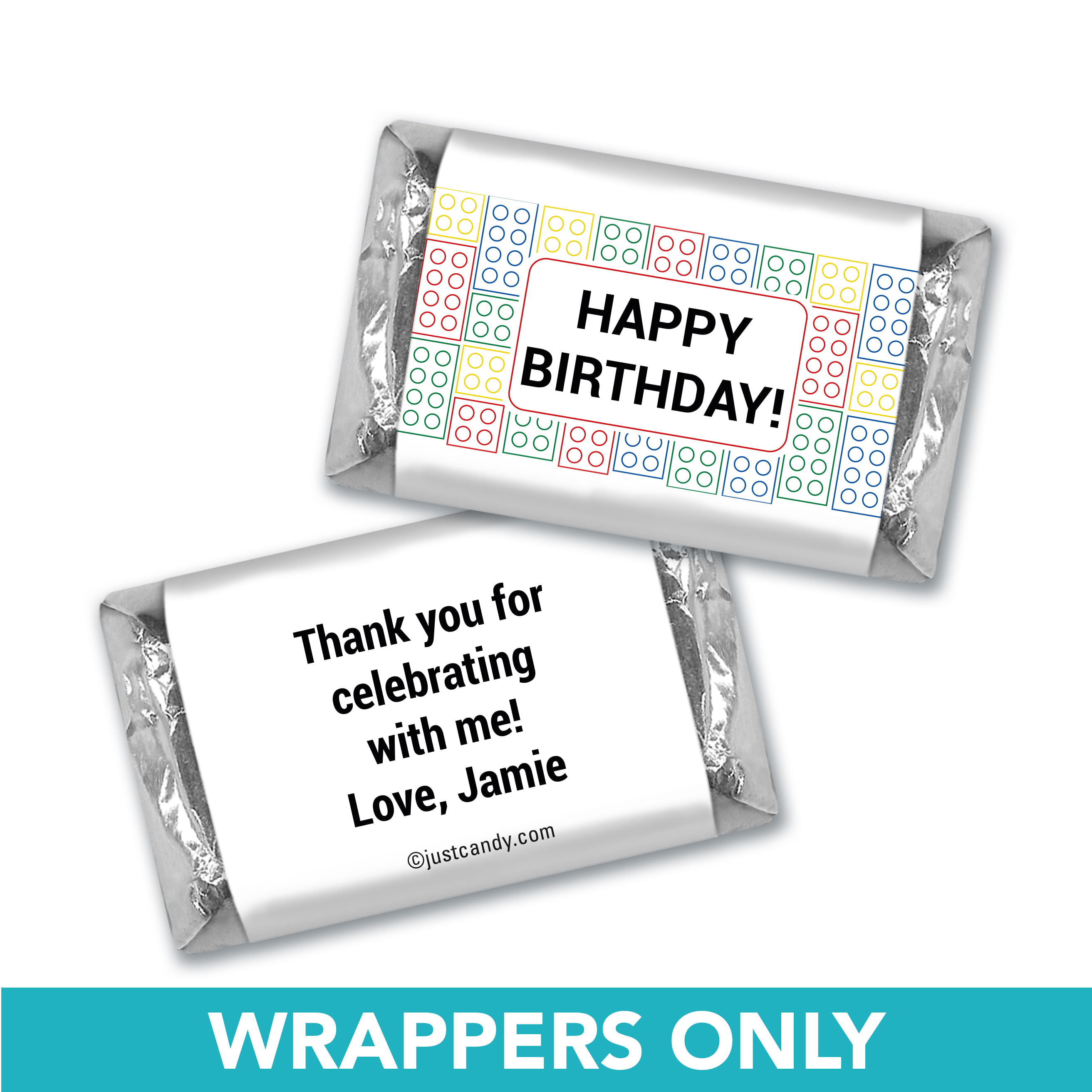 Birthday | Personalized HERSHEY'S MINIATURES Wrappers | Lego Theme ...