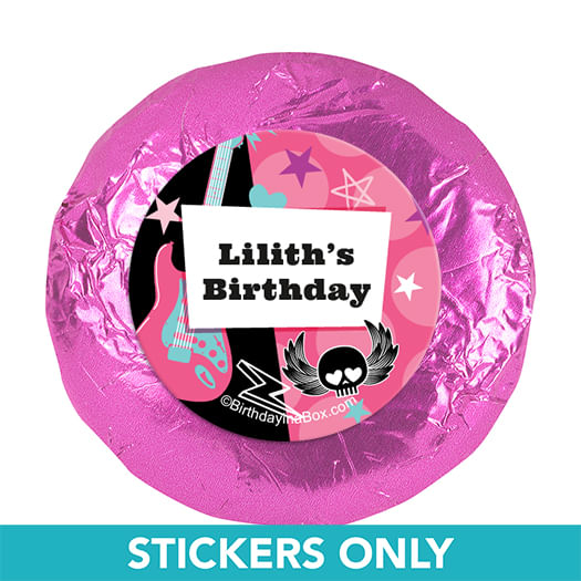 Personalized Birthday Rock Star Girl 125 Stickers 48 Stickers
