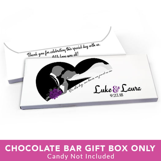 Deluxe Personalized Wedding One Heart Candy Bar Favor Box - JustCandy.com