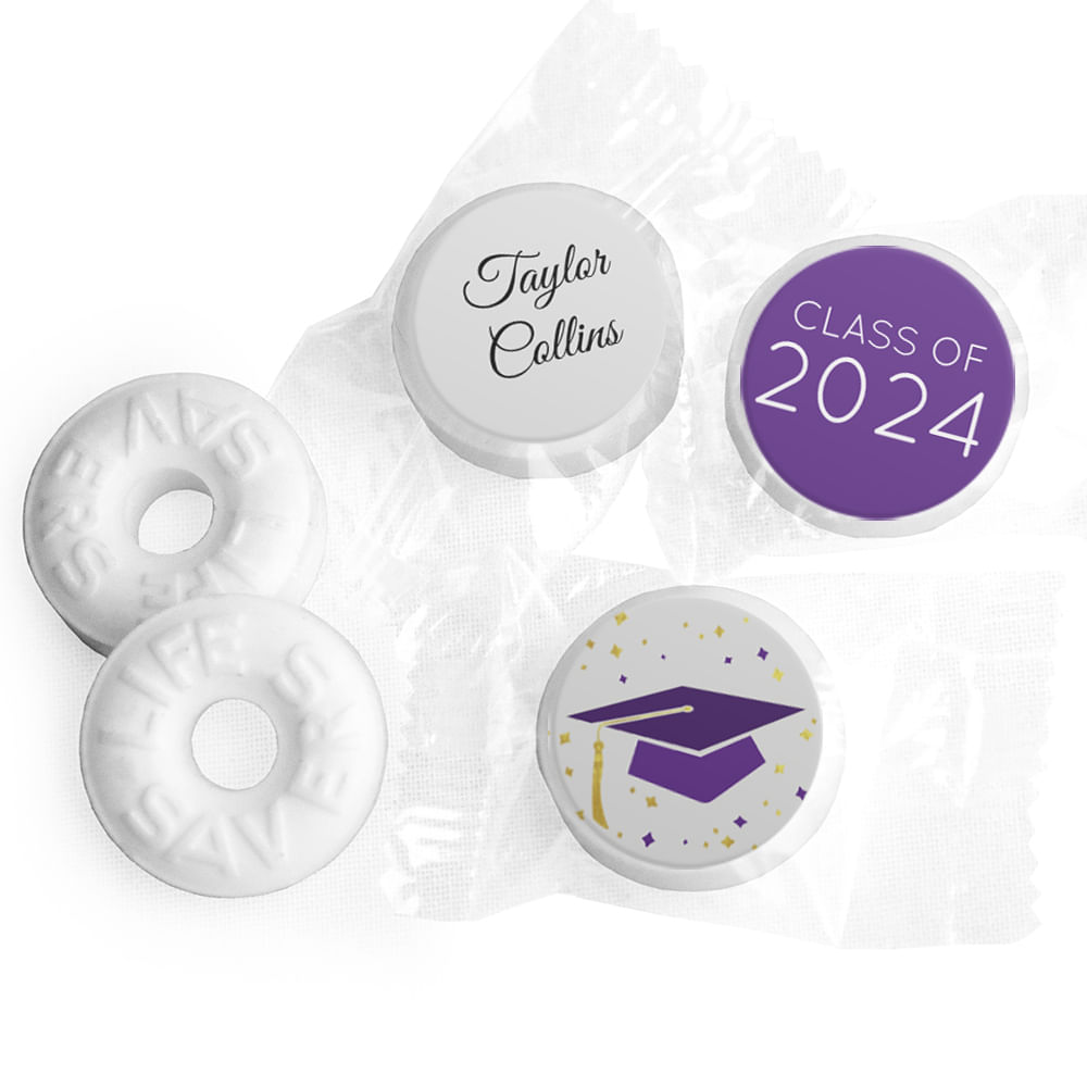 Graduation Personalized Life Savers Mints Cap & Confetti - JustCandy.com
