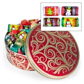 Golden Swirls 1.5 lb Hershey's Holiday Mix Tin - JustCandy.com