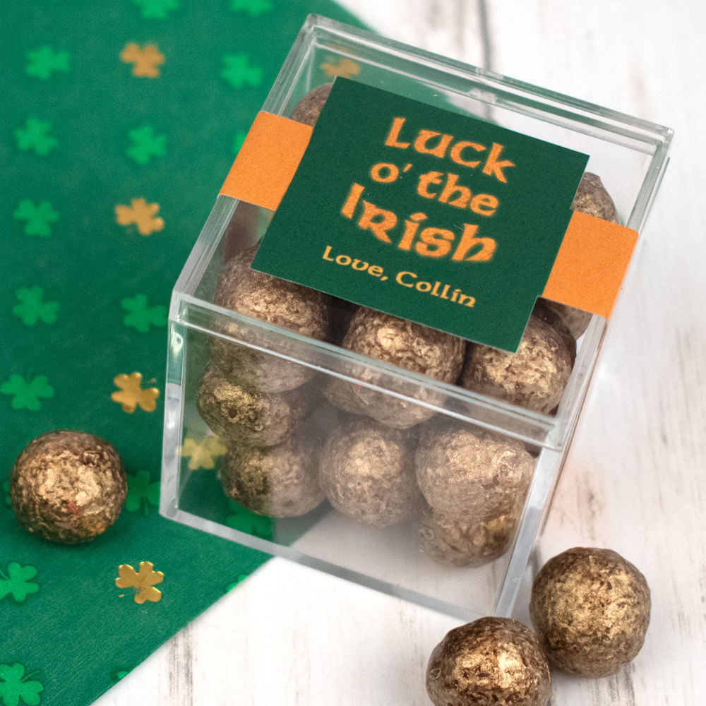 Personalized St. Patrick's Day JUST CANDY® favor cube with Premium ...