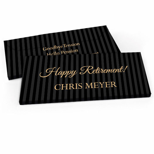 Deluxe Personalized Retirement Pinstripe Candy Bar Favor Box ...