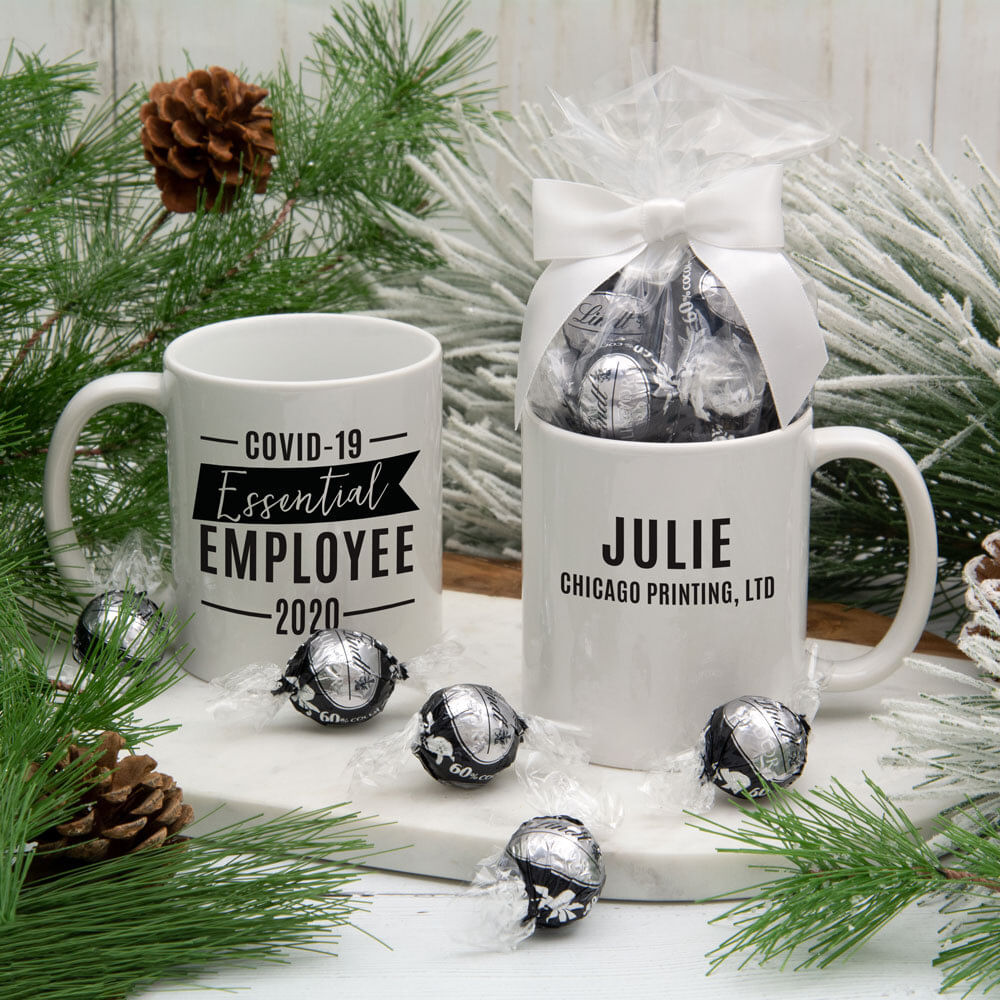 Personalized Covid-19 Essential Employee 11oz Mug with Lindt Truffles ...