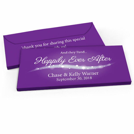 Deluxe Personalized Wedding "Happily Ever After" Candy Bar Favor Box - JustCandy.com