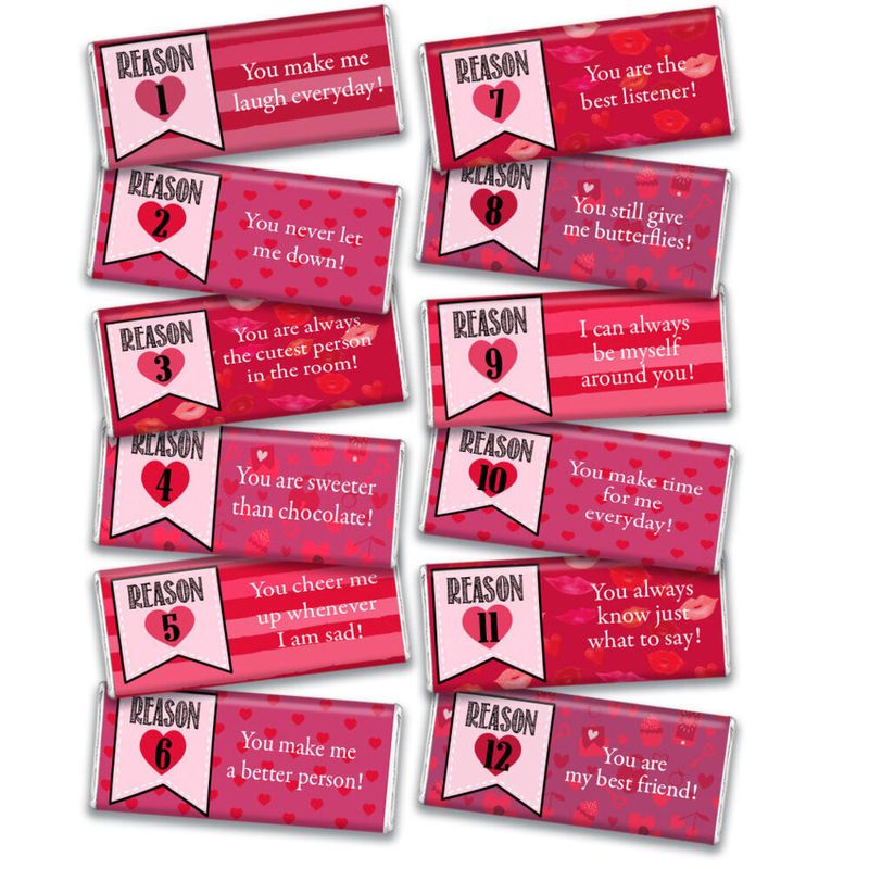 12 Reasons Why I Love You Candy Belgian Chocolate Bars Gift Box 12 pack JustCandy