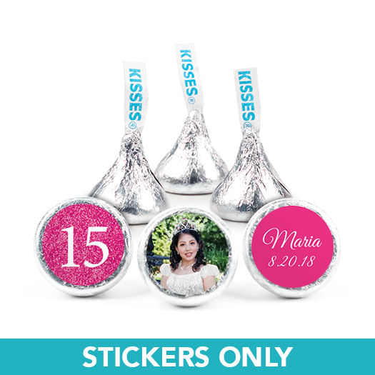 Personalized Quinceanera Pink Sparkle 3/4" Stickers (108 Stickers ...