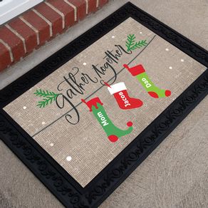 Personalized Doormat Gather Together Stocking Family of 3 - JustCandy.com