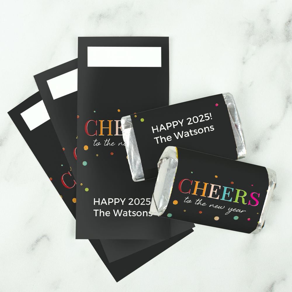 Personalized New Year's Eve Cheers Mini Wrappers Only - JustCandy.com