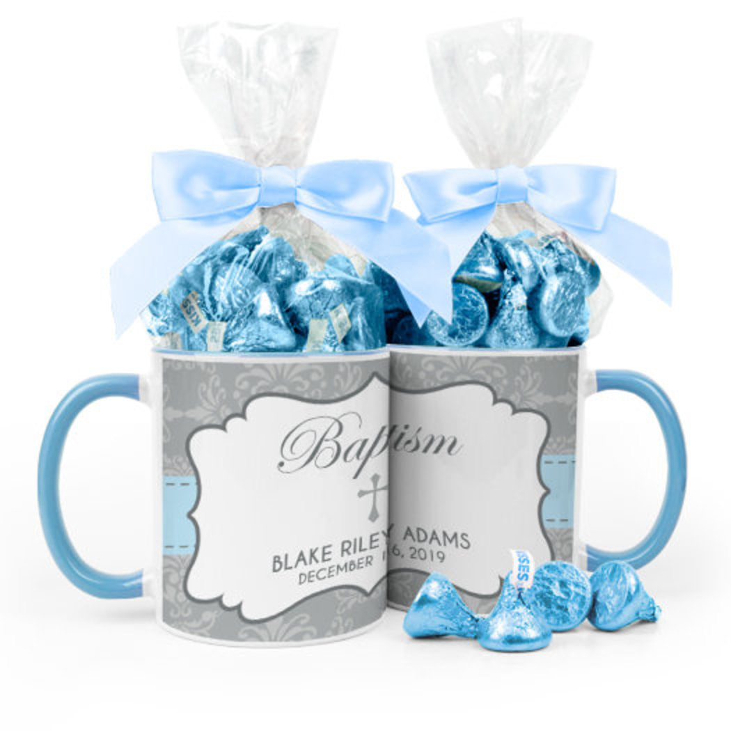 Personalized Baptism Framed Cross 11oz Mug with Hershey's Kisses ...