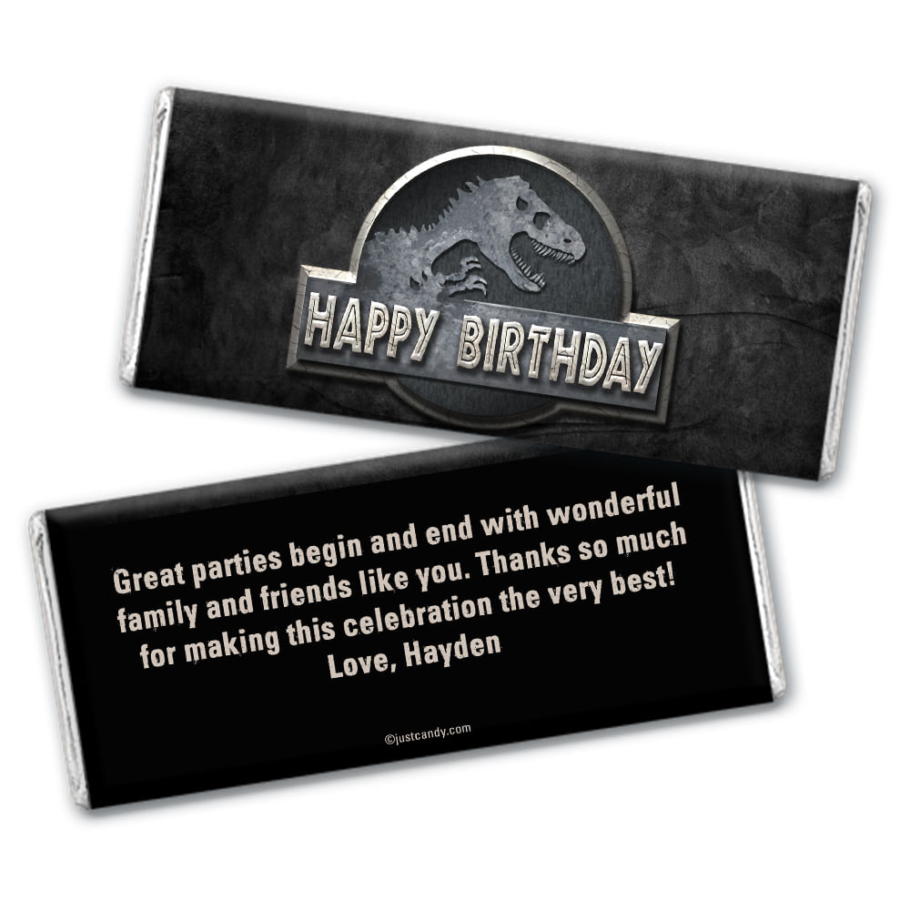Birthday | Personalized Chocolate Bar Wrappers | Jurassic World ...