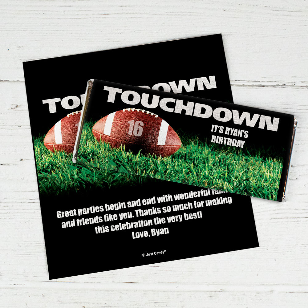 Birthday | Personalized Chocolate Bar Wrappers | Football Touchdown ...