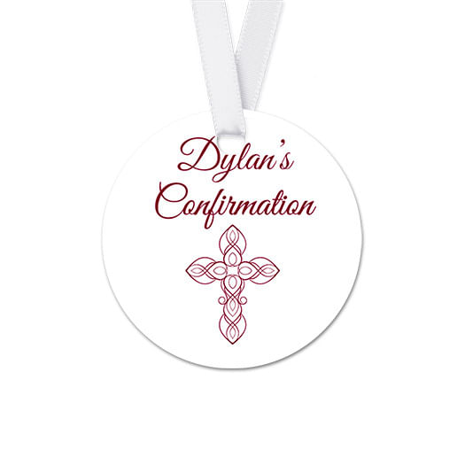 Personalized Round Merlot Cross Confirmation Favor Gift Tags (20 Pack ...