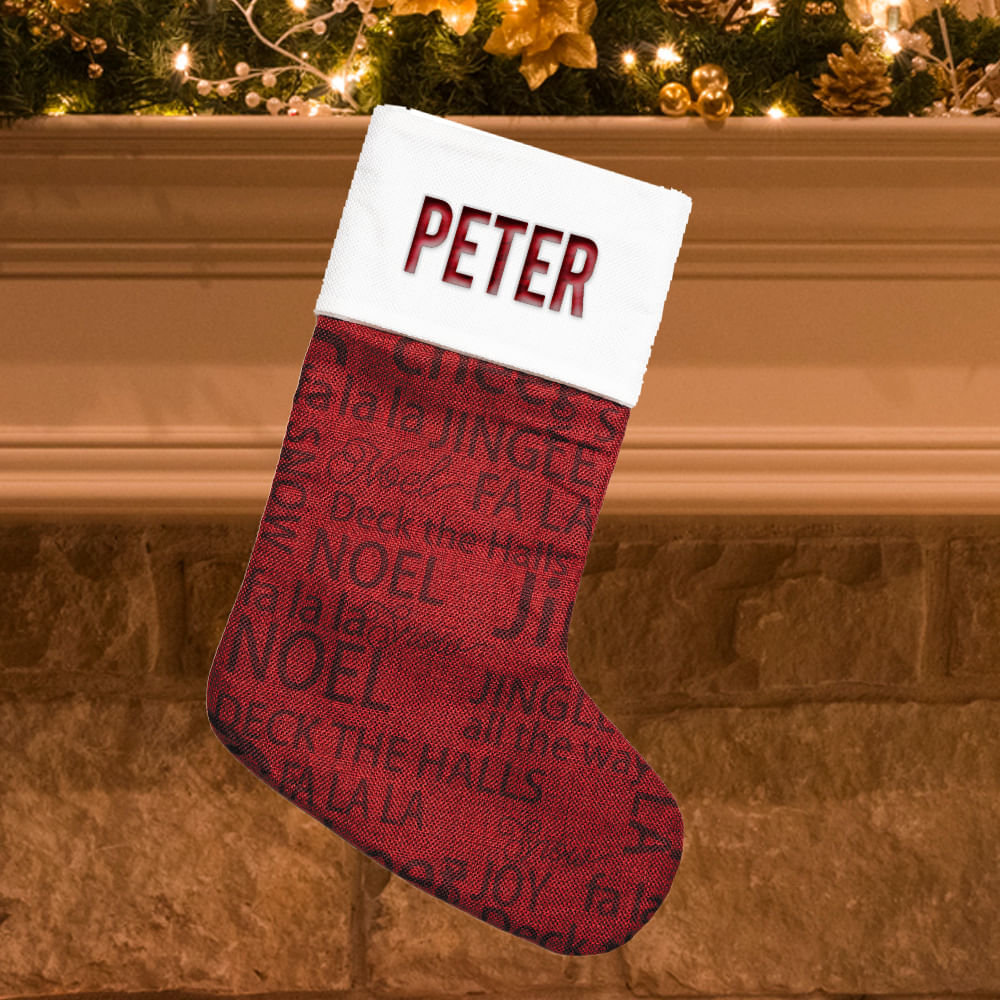Personalized Stocking Word Cloud Christmas Words - JustCandy.com