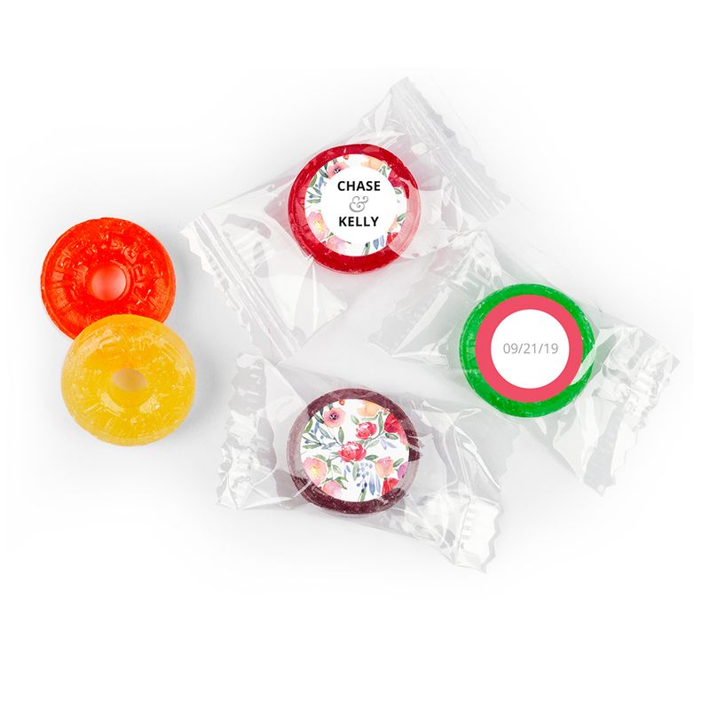 Personalized 5 Flavor Hard Candy Watercolor Flowers Wedding Favors ...