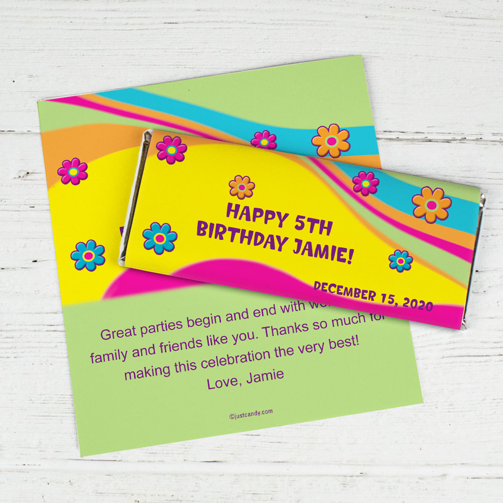 Birthday | Personalized Chocolate Bar Wrappers | Groovy Flower Power ...