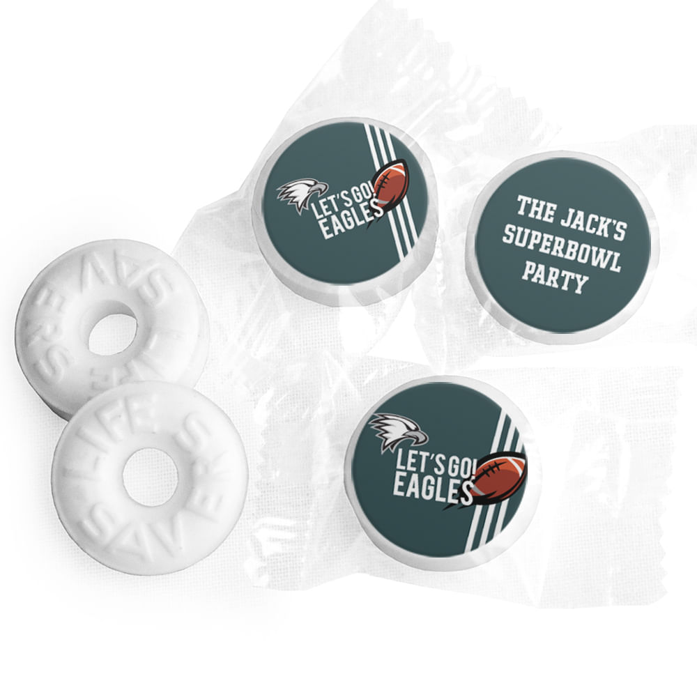 Personalized Eagles Football Party Life Savers Mints - JustCandy.com
