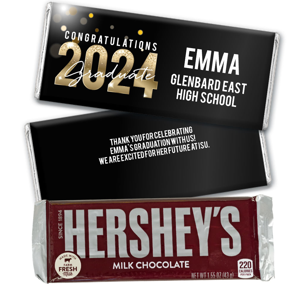 Graduation Personalized Chocolate Bar Black & Gold - JustCandy.com