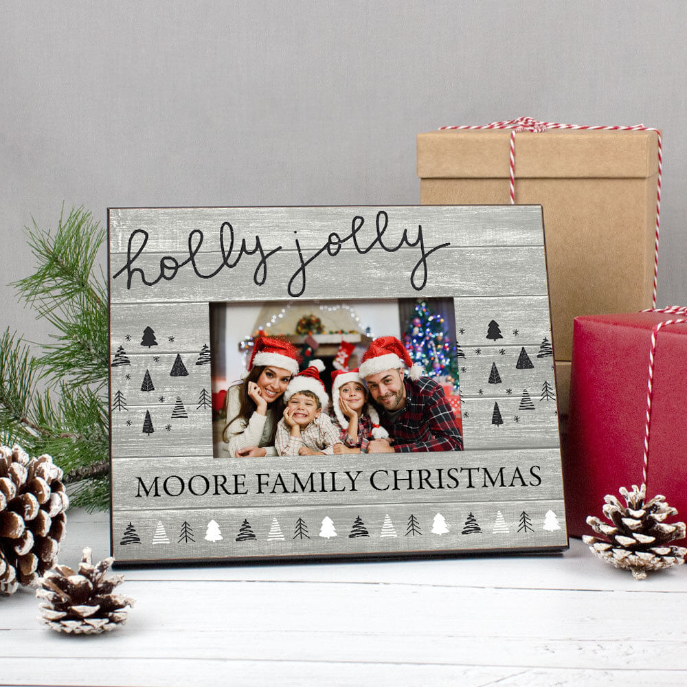 Personalized Christmas Holly Jolly Picture Frame - JustCandy.com