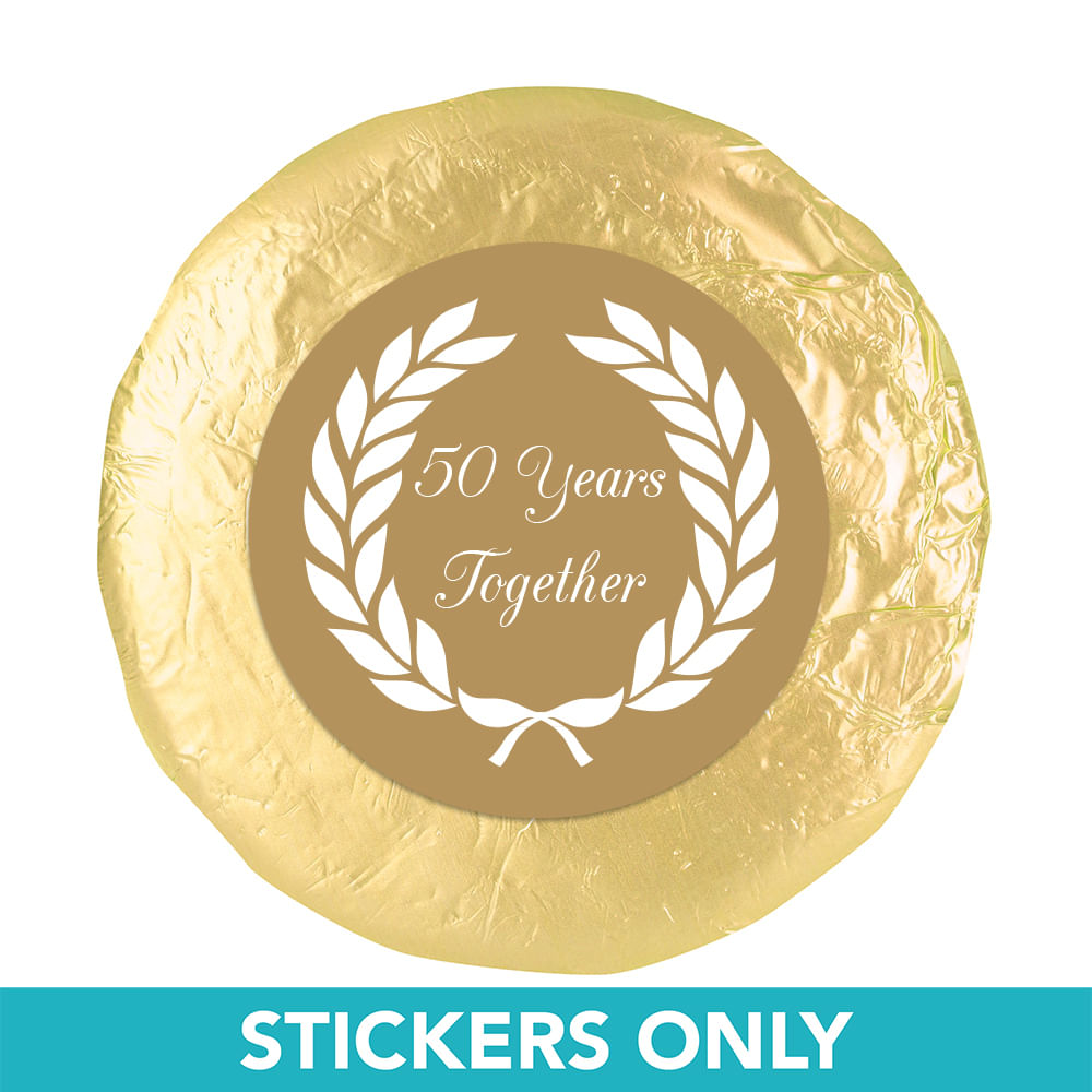 Anniversary 1.25" Sticker Then and Now Golden 50th (48 Stickers ...