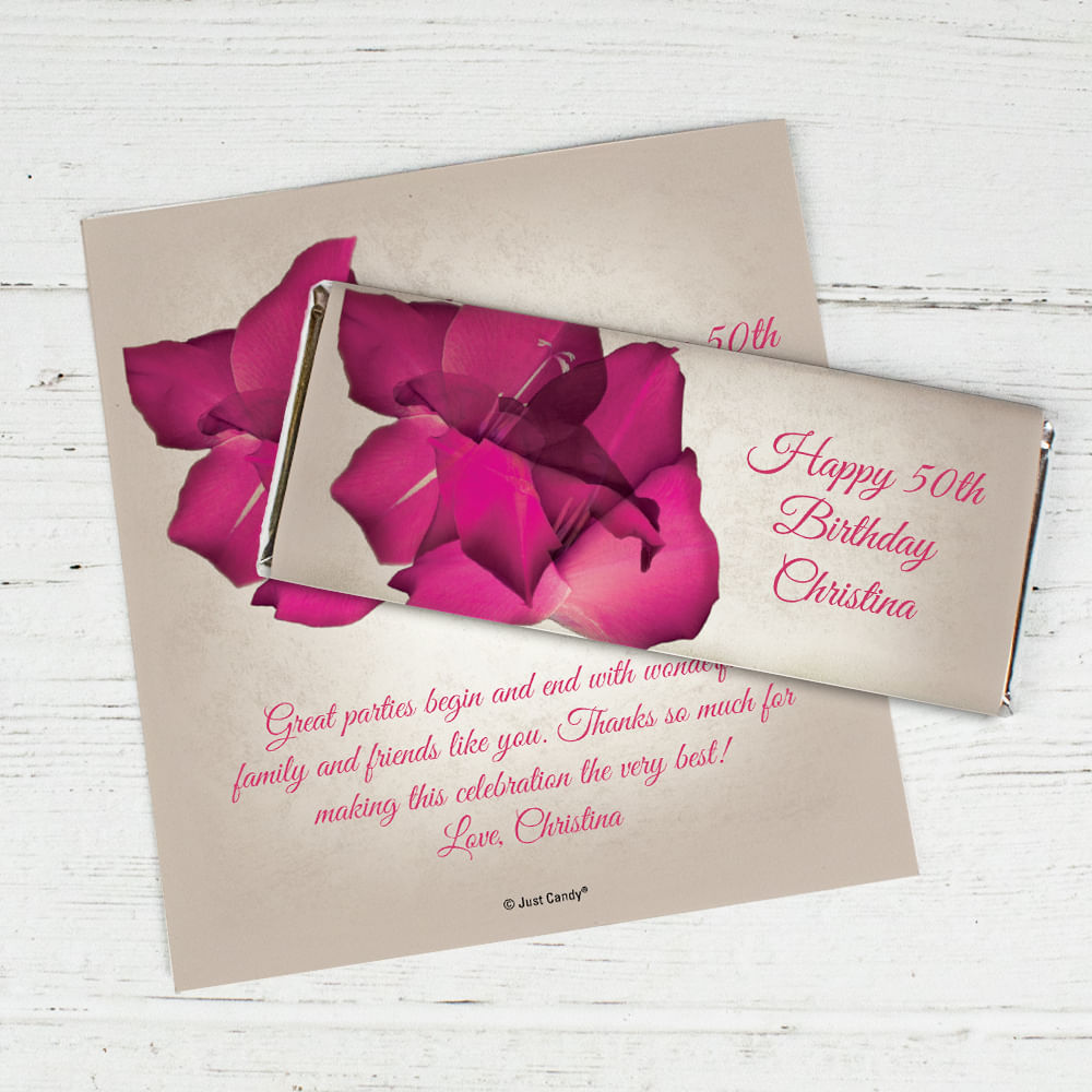 Birthday | Personalized Chocolate Bar Wrappers | Large Flower ...