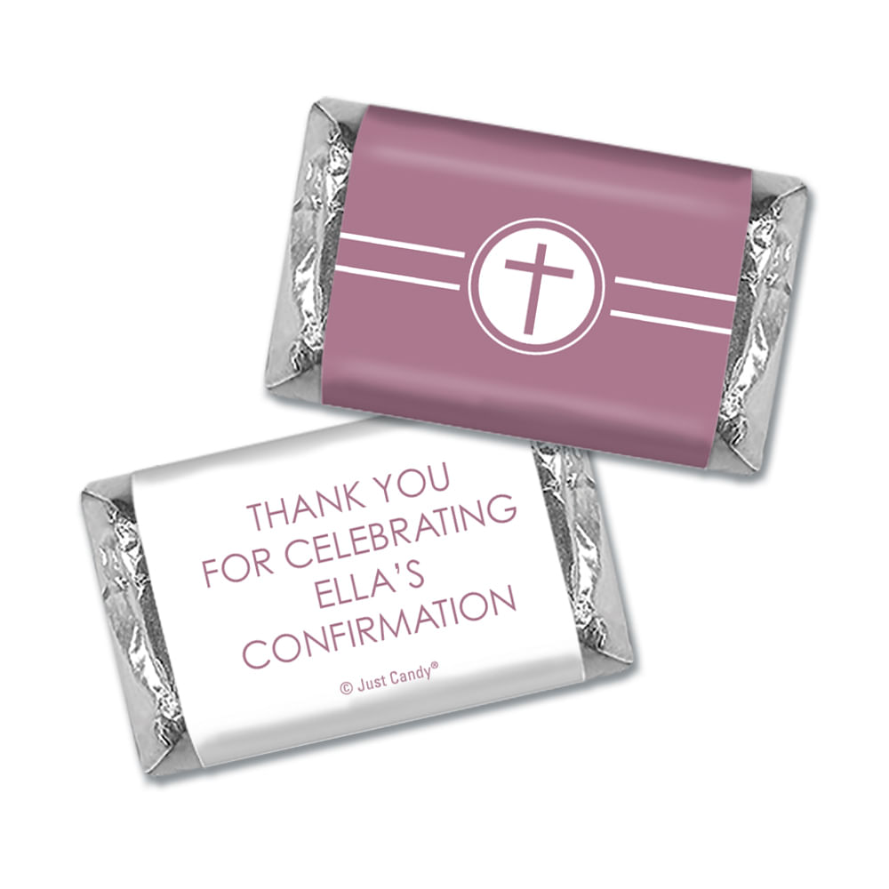Personalized Pink Cross Circle Confirmation Hershey's Miniatures ...