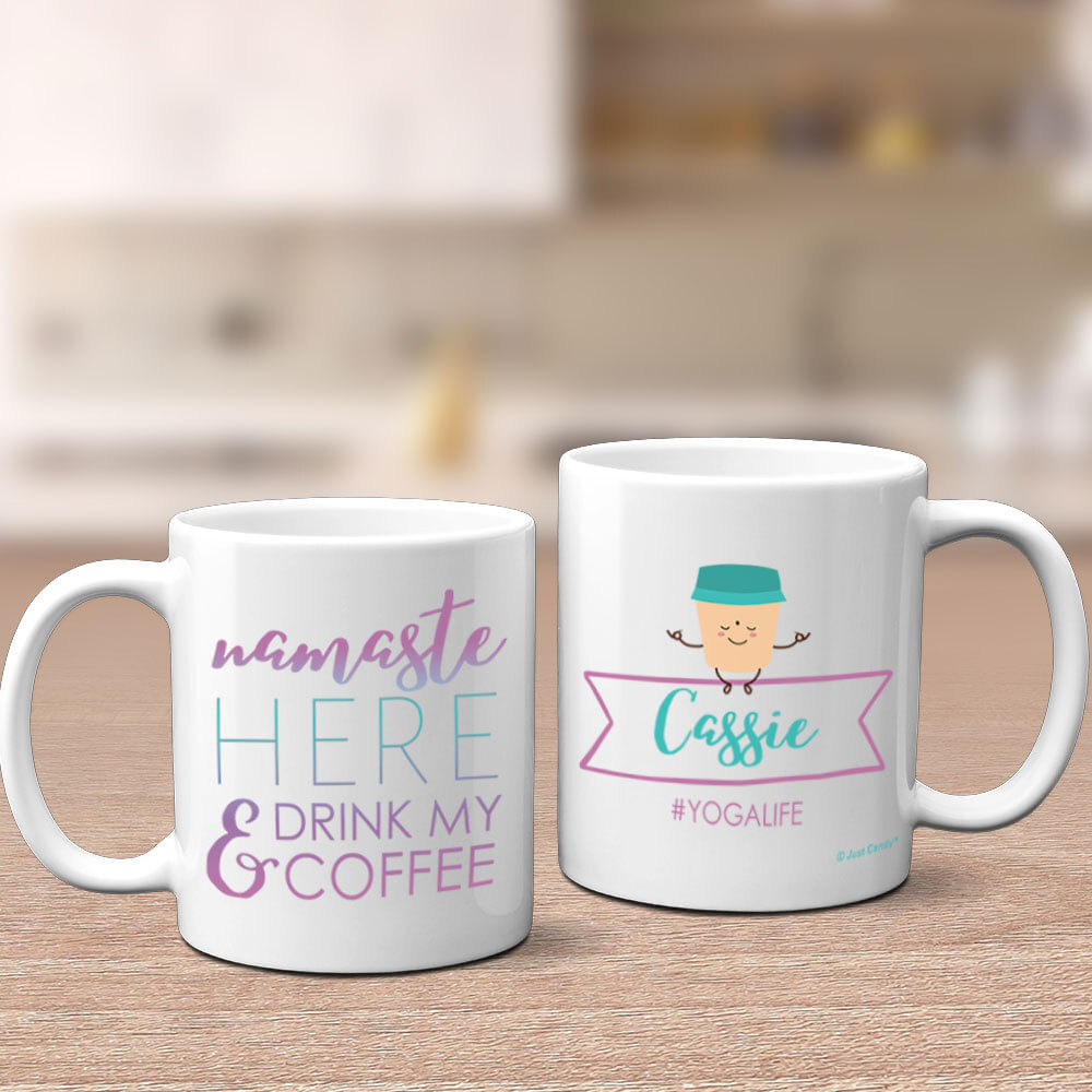 Personalized Namaste Home Drink Coffee Yoga 11oz Mug Empty - JustCandy.com