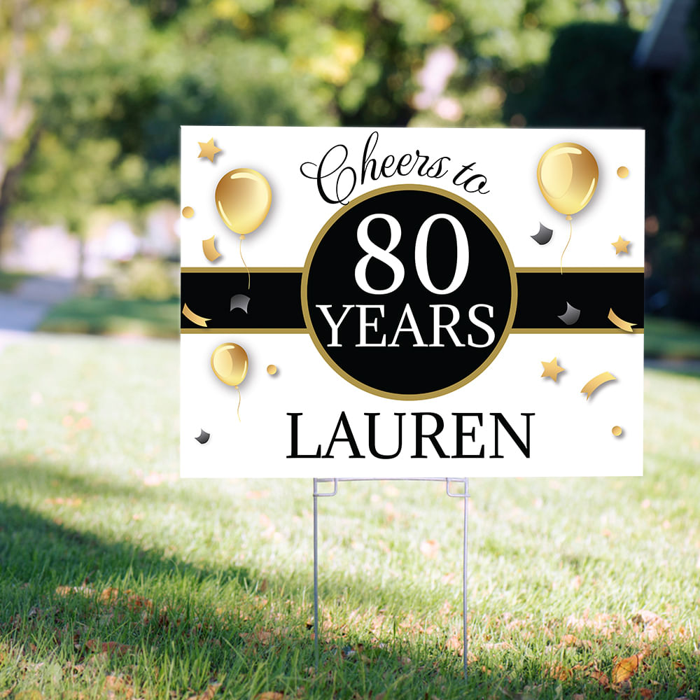 80th Birthday Yard Sign Personalized - Milestone Cheers - JustCandy.com