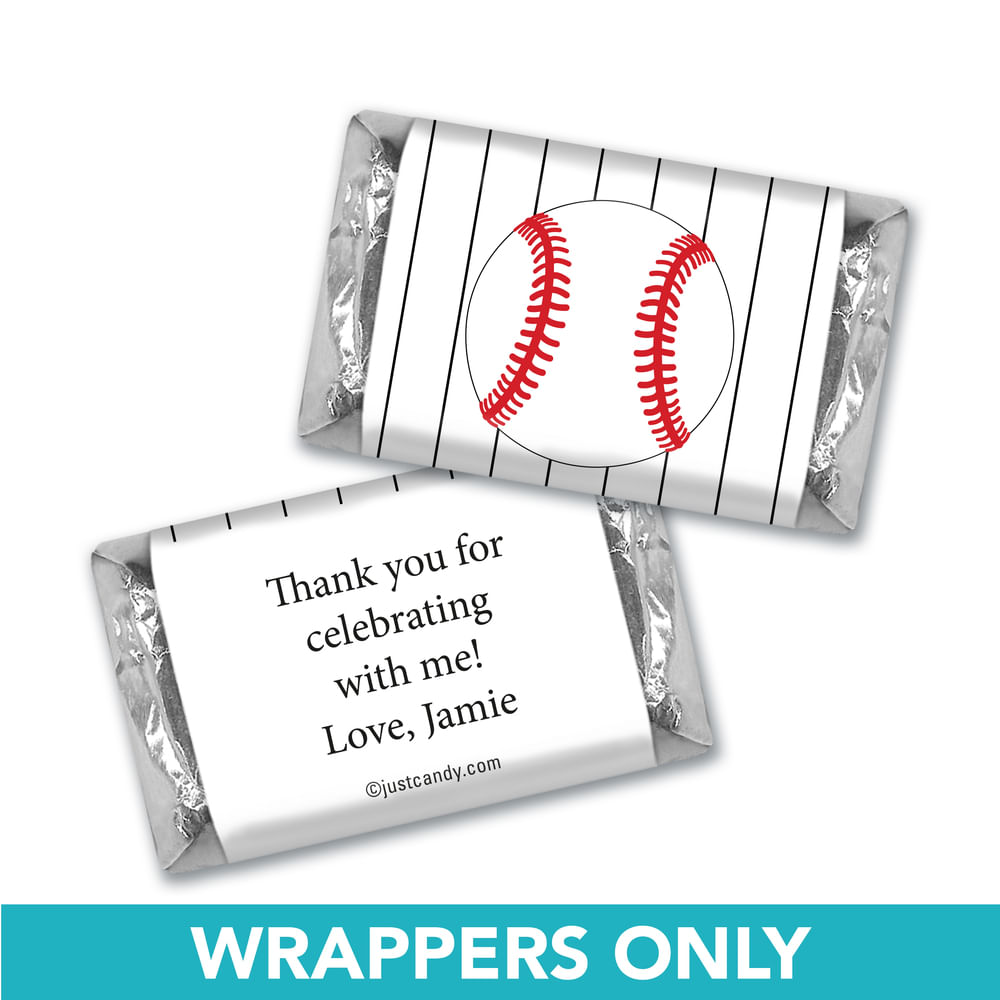 Birthday | Personalized HERSHEY'S MINIATURES Wrappers | Baseball Party ...