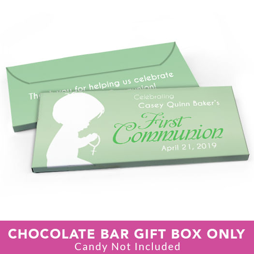Deluxe Personalized First Communion Child in Prayer Candy Bar Favor Box ...