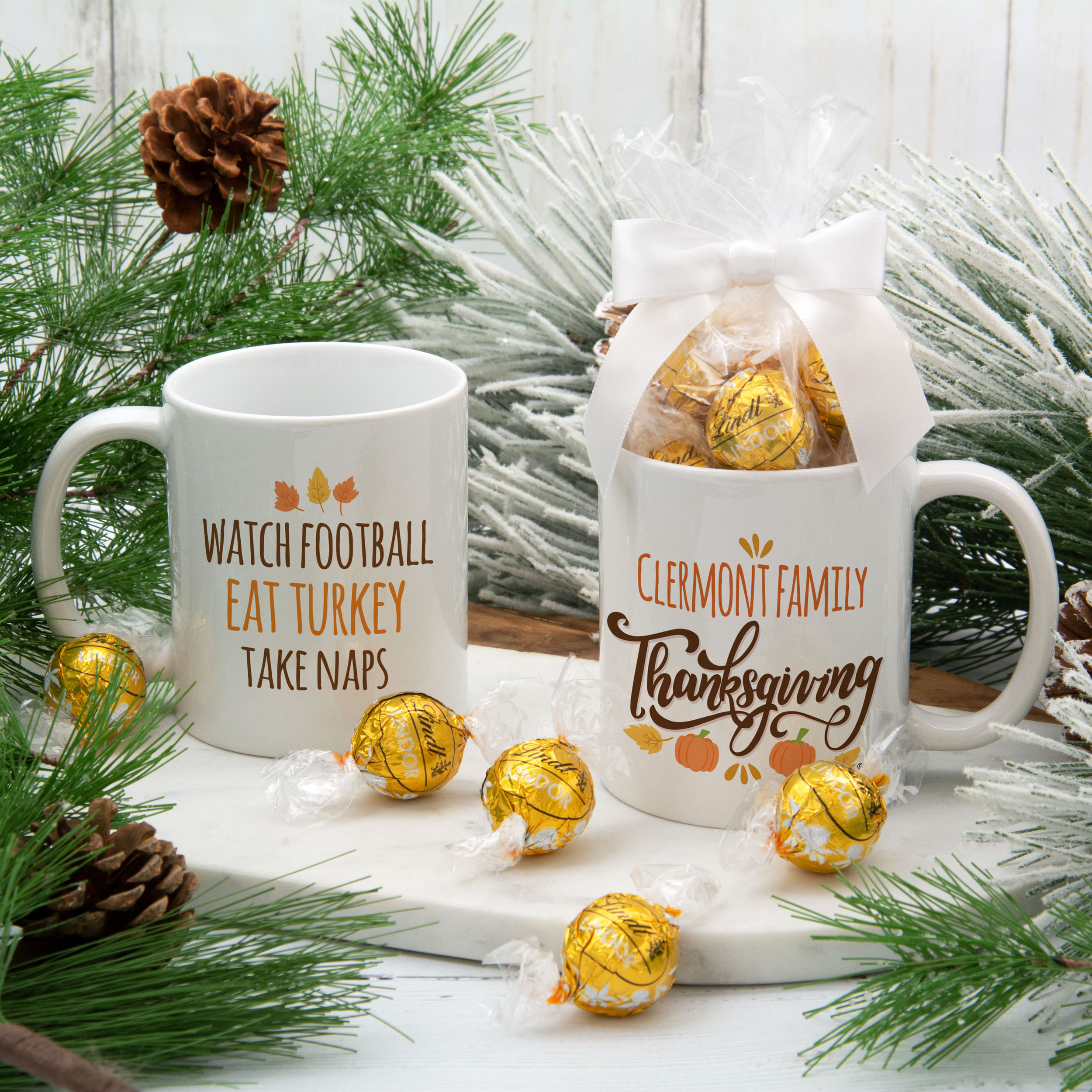 Personalized Family Thanksgiving 11oz Mug with Lindt Truffles ...