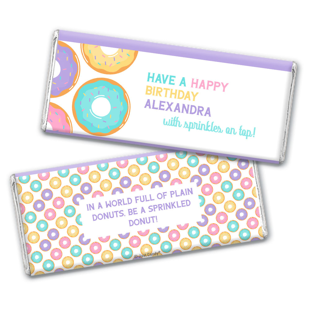 Personalized Donut Birthday Chocolate Bar & Wrapper - Donut Party ...
