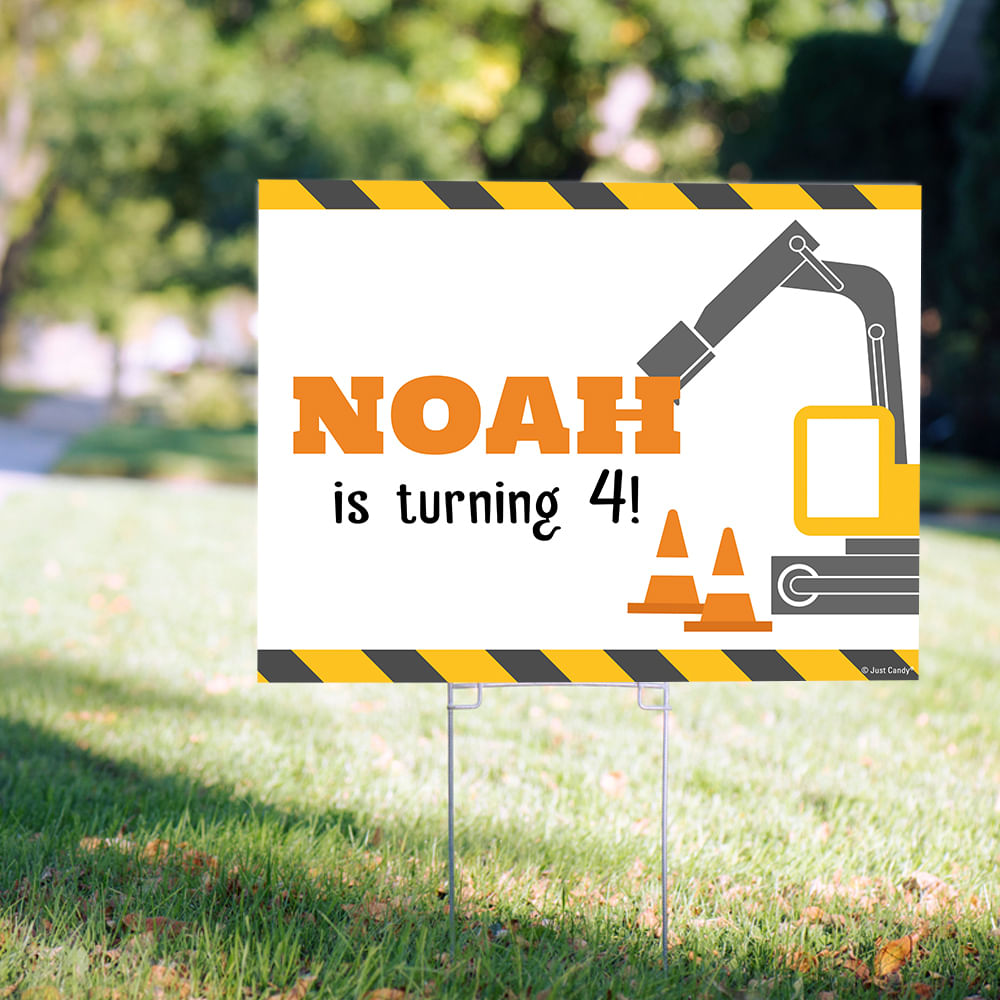 Personalized Kids Birthday Construction Yard Sign - JustCandy.com