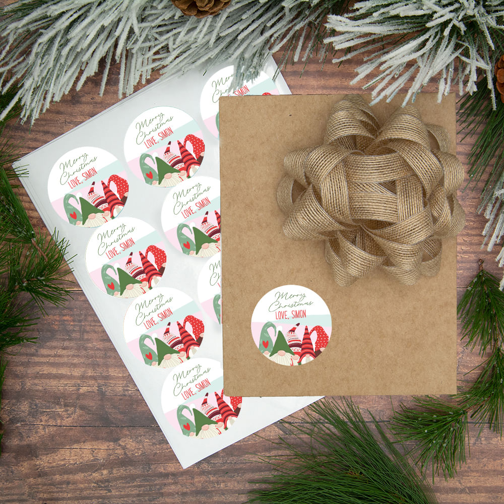 Personalized Christmas Gnomes Labels - Set of 72 - JustCandy.com