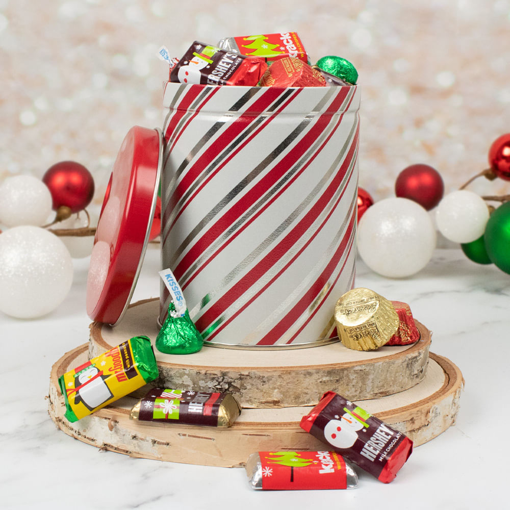 Candy Stripes Lindt Truffles 1QT Tin (approx 22 pcs) - JustCandy.com