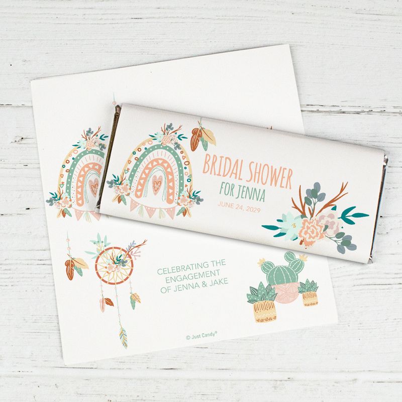 Boho Personalized Bridal Shower Favor Chocolate Bar Wrappers ...