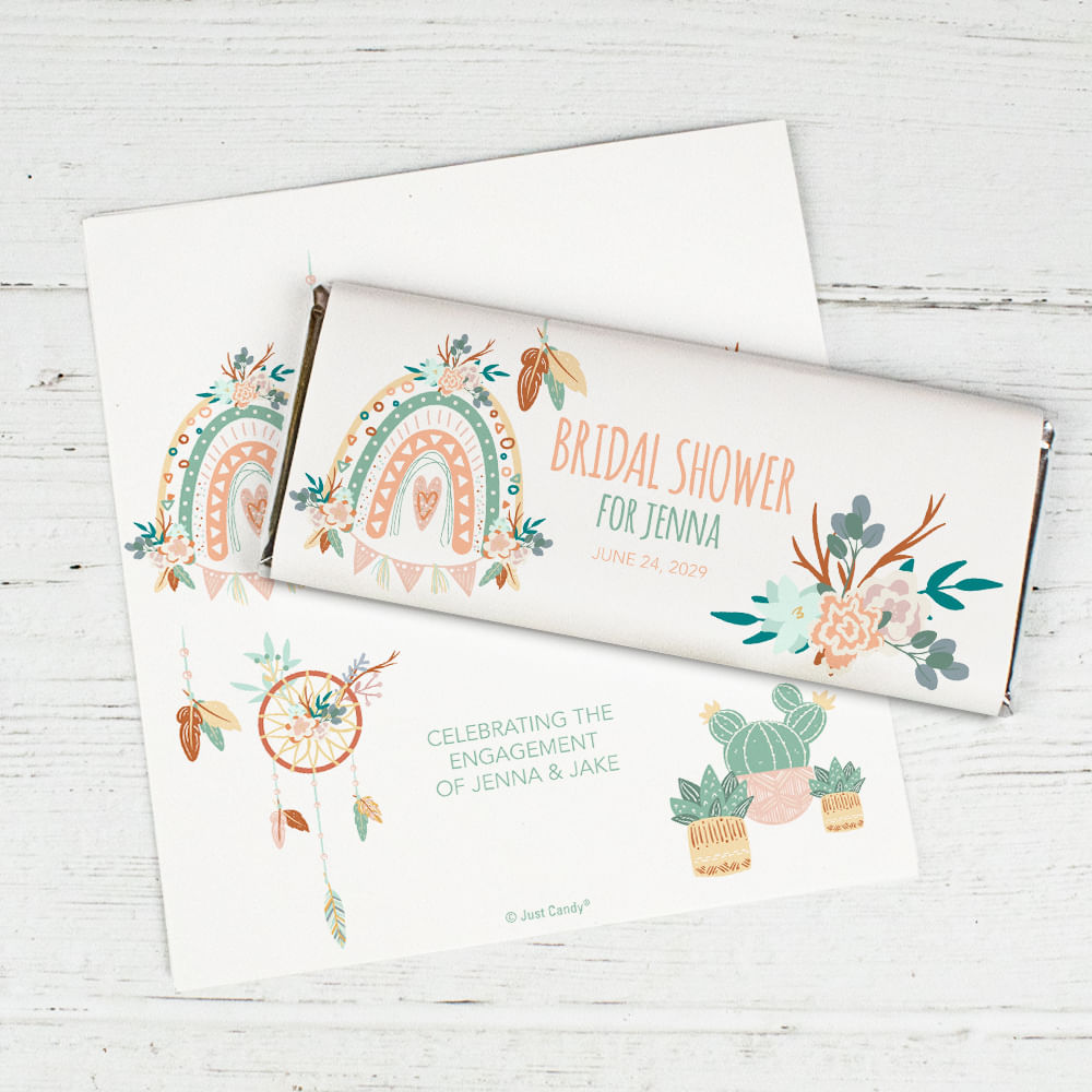 Boho Personalized Bridal Shower Favor Chocolate Bar Wrappers ...